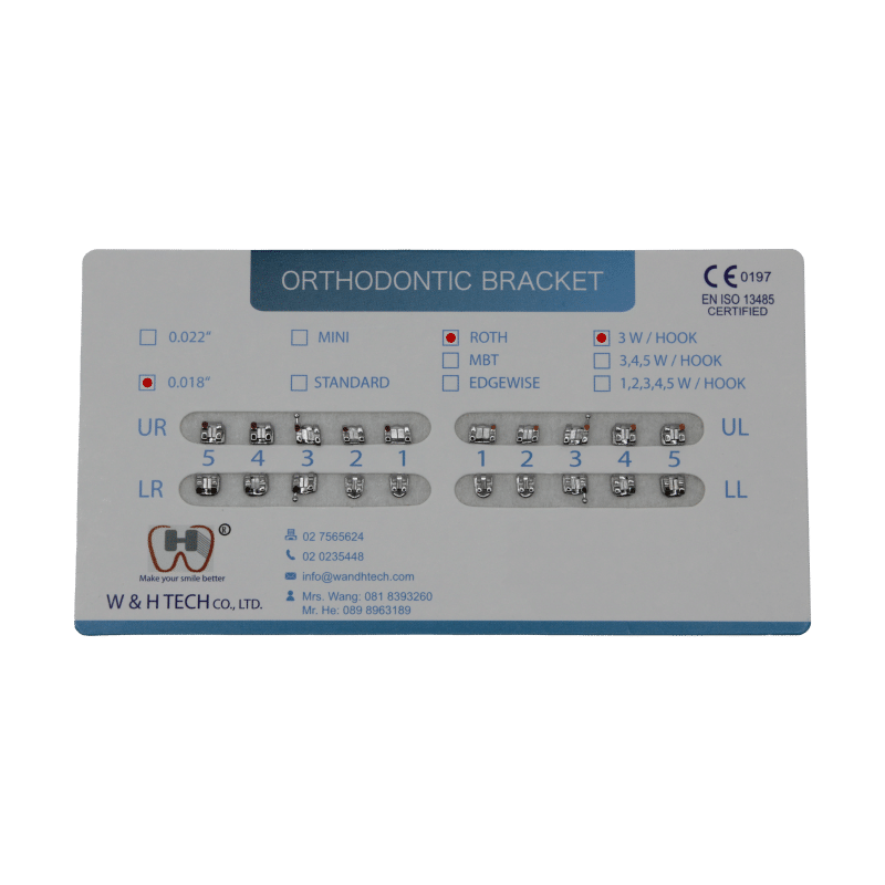 0.018" Roth Orthodontic Brackets with Hook | W&H Tech
