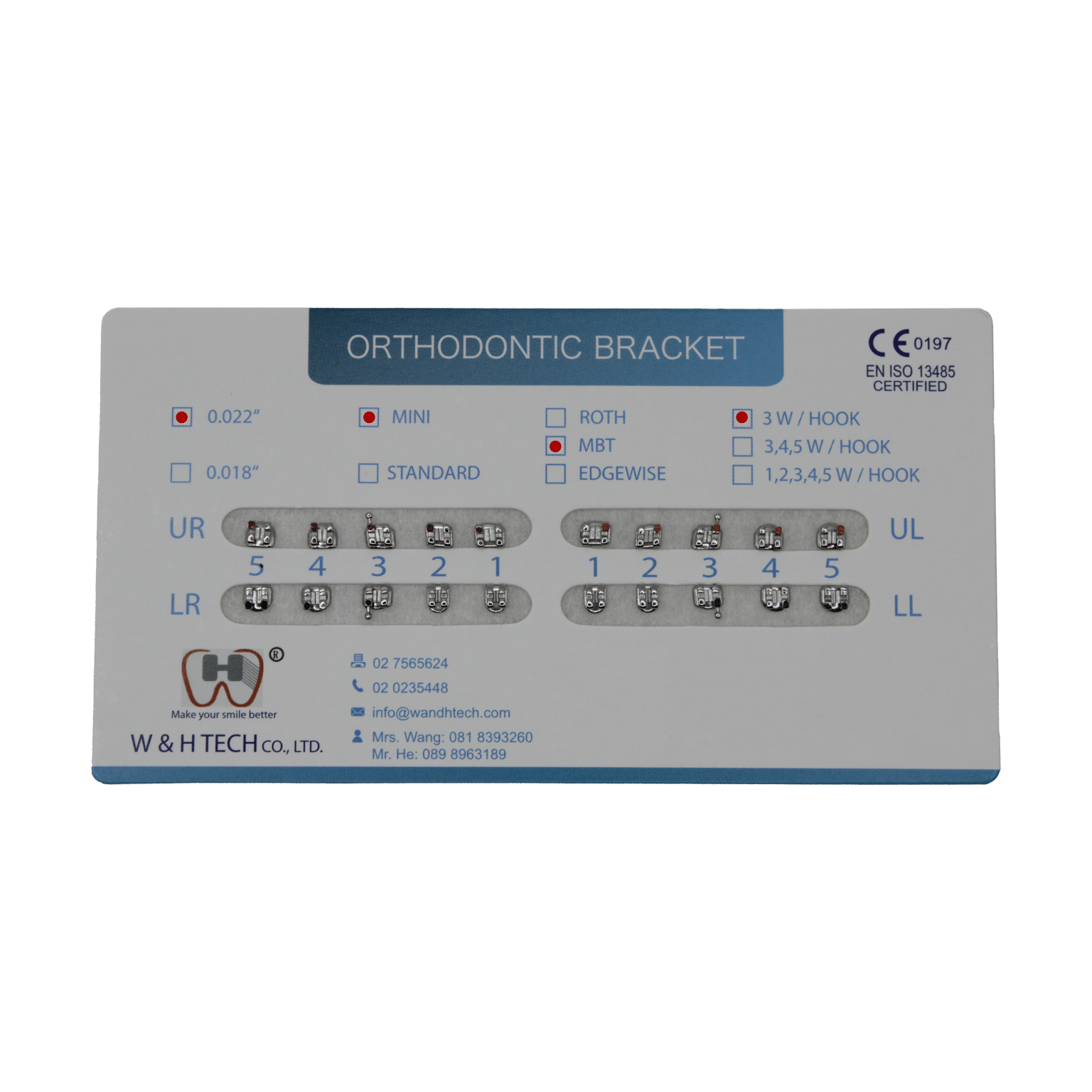 Orthodontic Bracket - 0.022" Mini MBT, 3 With Hook - wandhtech