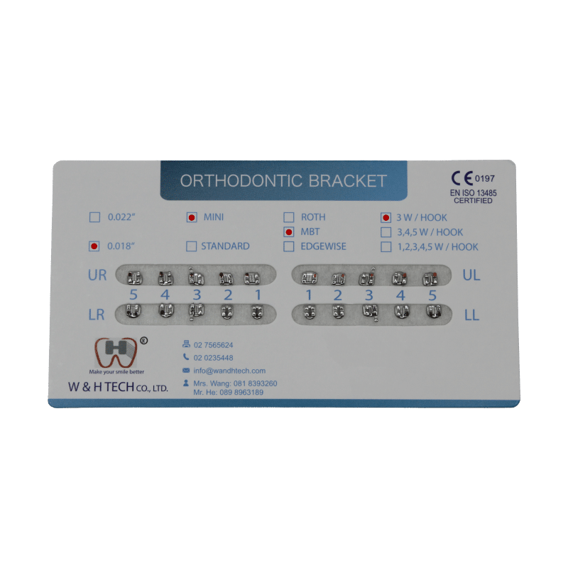 Orthodontic Bracket - 0.018" Mini MBT, 3 With Hook - wandhtech