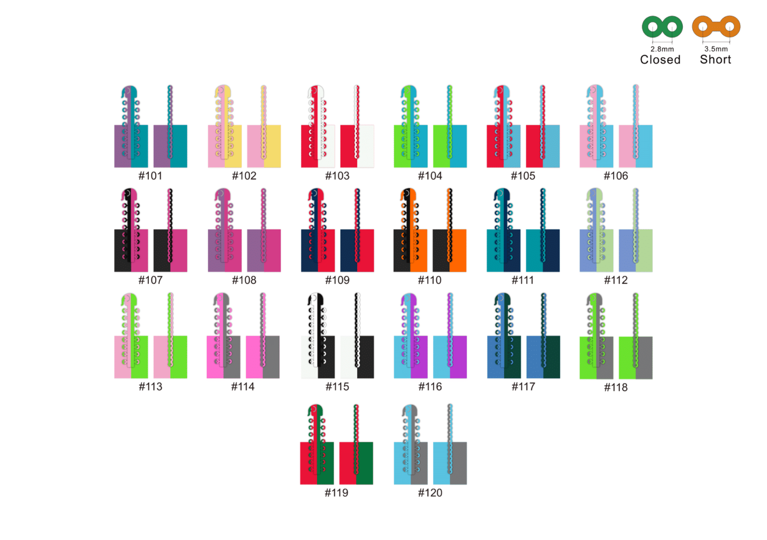O-Ring & Chain – Two Tones 20 Color Codes (#101–#120) - wandhtech